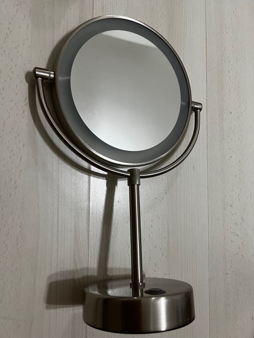 Magnified Mirror with ring light standing mirror with light button ...