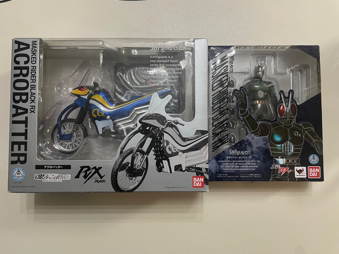 2010電鍍版幪面超人Masked Rider假面騎士SHF Black RX太陽之子連Acrobatter鐳射超音車飛蝗號共兩盒, 興趣及 ...