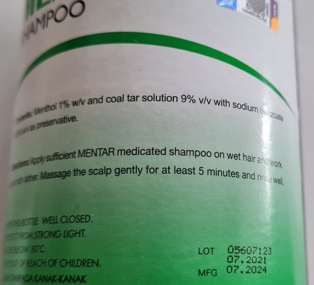 MENTAR SHAMPOO control of dandruff, seborrhoea & psoriasis, Beauty ...