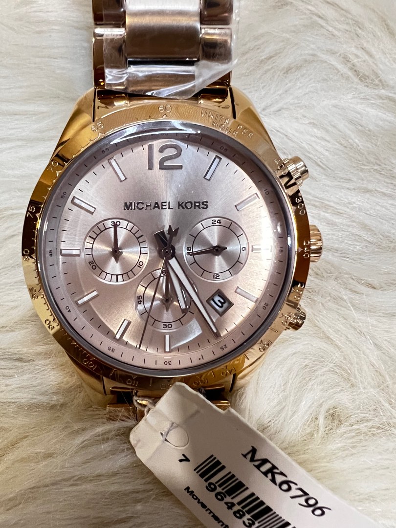 Michael Kors Layton Chronograph Pale Rose Gold-Tone Steel Watch, Women ...