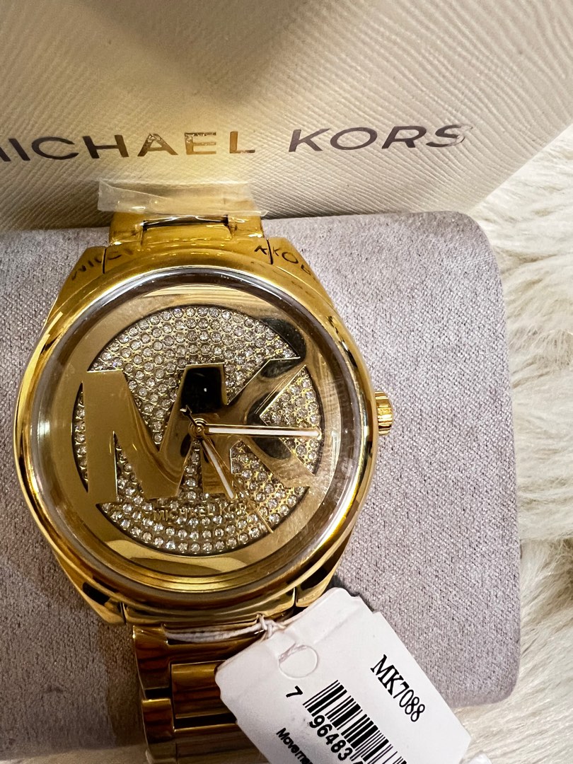 Michael Kors Women's Jan Three-Hand Gold-Tone Steel Watch, Women's ...