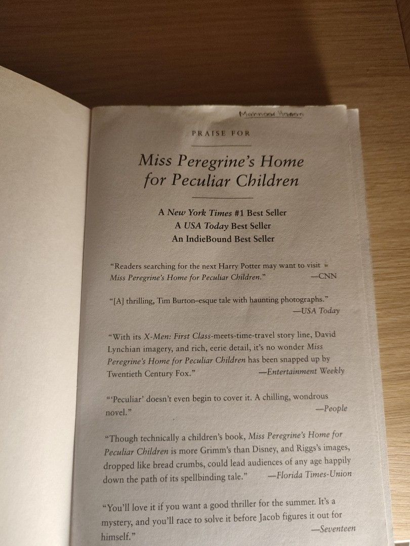 Miss Peregrine's home for Peculiar children, Hobbies & Toys, Books ...