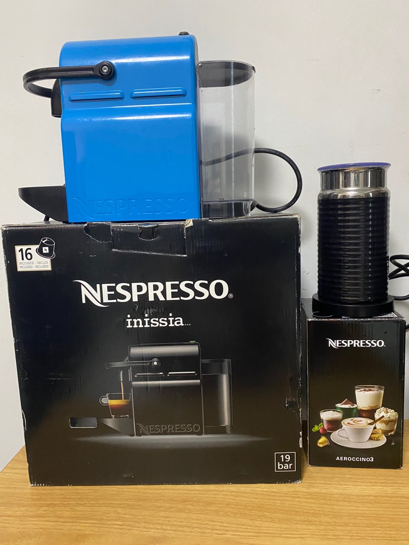 Nespresso Cofee Machine, Milk Frother, 2 glass coffee cups and capsules ...