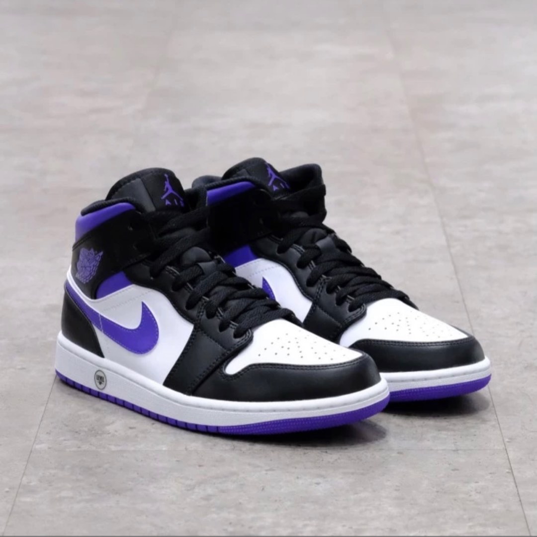 Nike Air Jordan 1 Mid Black Purple 1000% Original - SIZE 45, Fesyen ...
