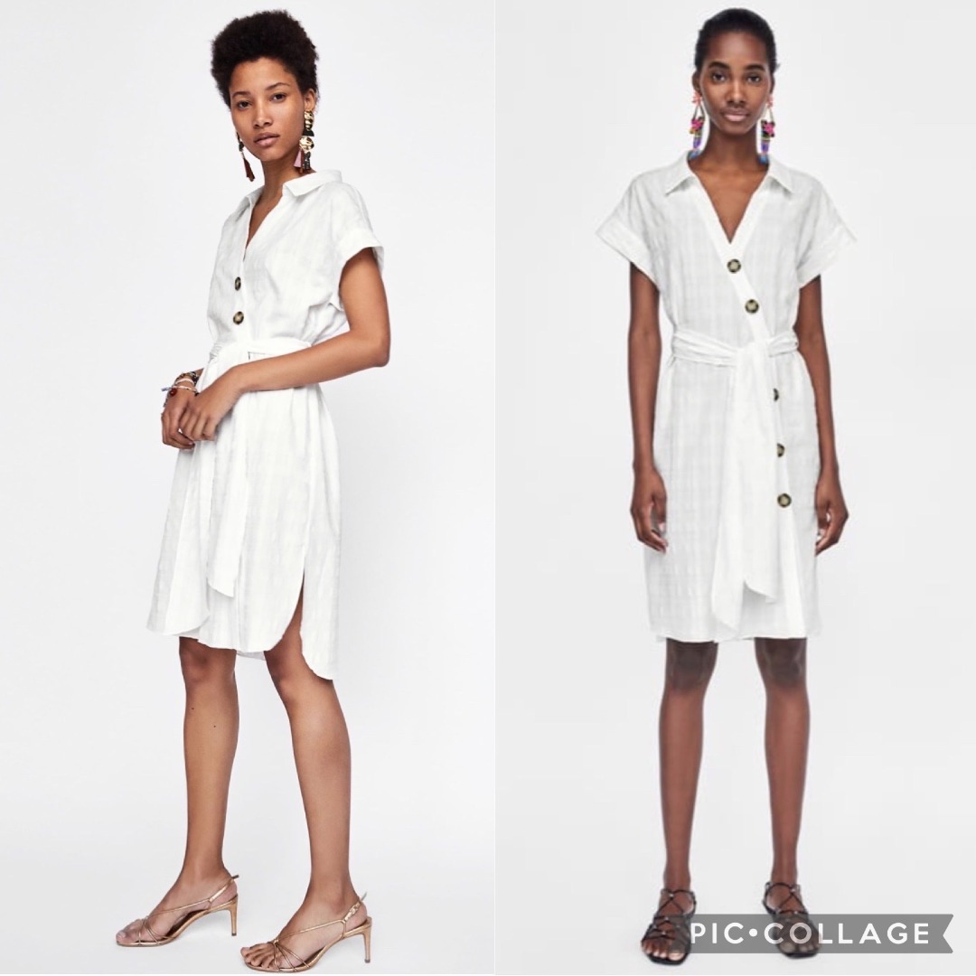 NWT! 100%AUTH ZARA TEXTURED CLASSIC WHITE DRESS W/ SELF-TIES, Women's Fashion, Dresses & Sets ...