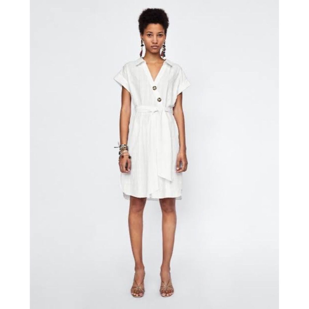 NWT! 100%AUTH ZARA TEXTURED CLASSIC WHITE DRESS W/ SELF-TIES, Women's Fashion, Dresses & Sets ...