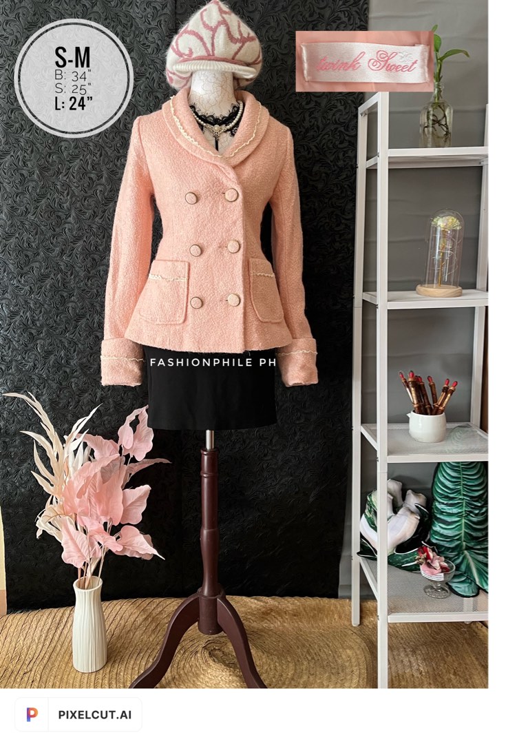 Peach Wool Coat with Lining, Women's Fashion, Coats, Jackets and ...