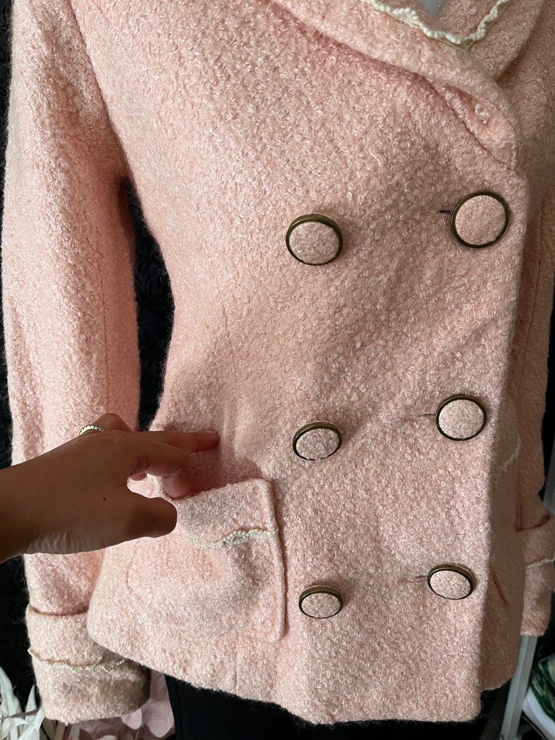 Peach Wool Coat with Lining, Women's Fashion, Coats, Jackets and ...