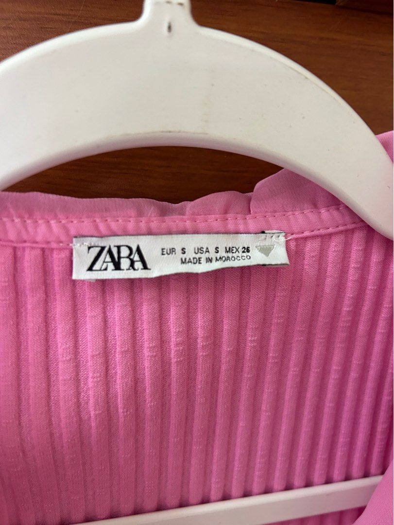 Pink Zara Ruffled Top, Women's Fashion, Tops, Blouses on Carousell
