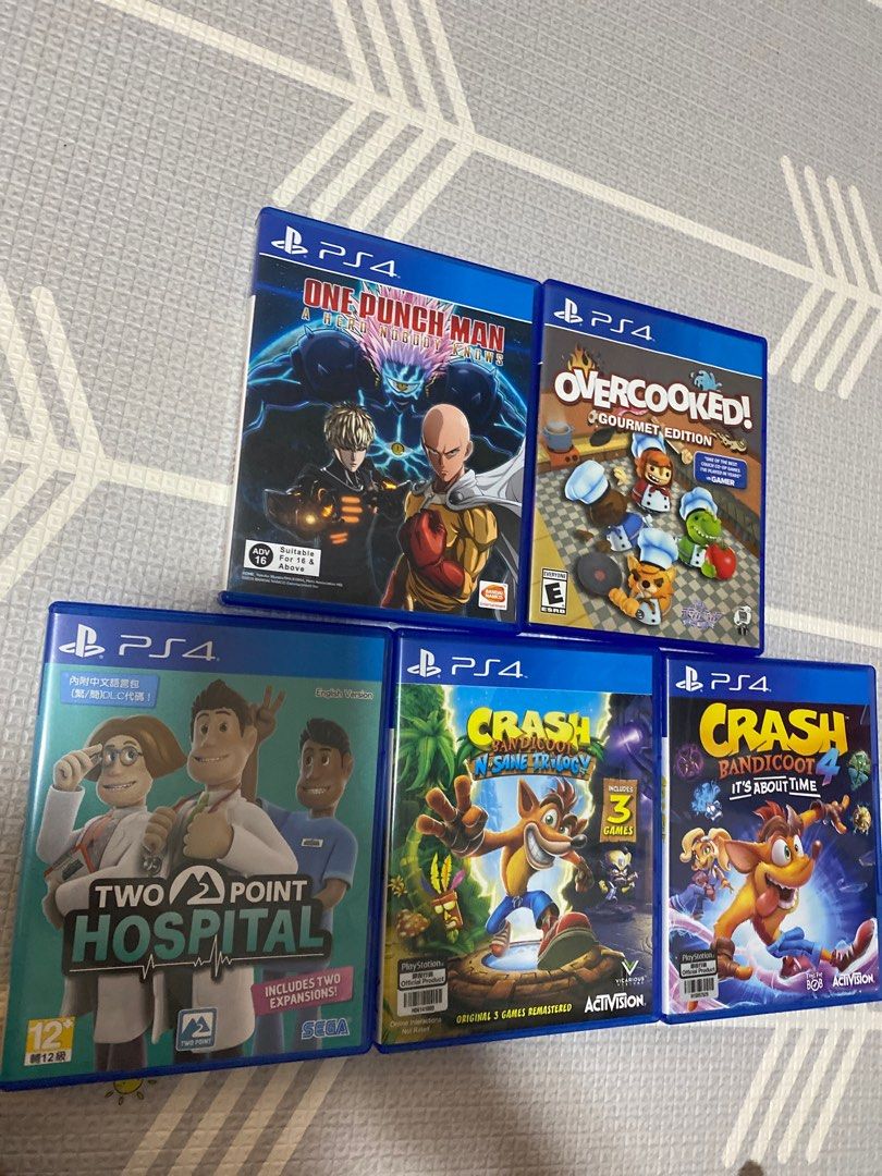 PS4 Games One Punch Man Crash Bandicoot Two Point Hospital Overcooked ...