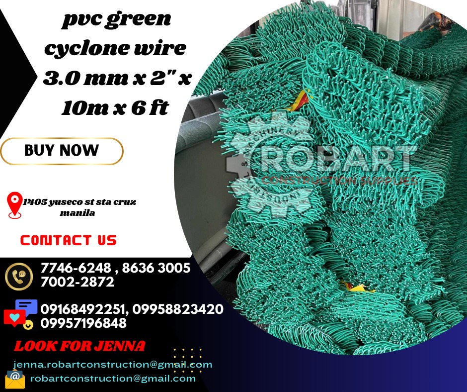 pvc cyclone wire green 3.0mm 2'' x 10m x 6ft, Commercial & Industrial ...
