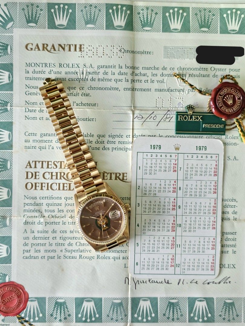 Rolex Day-Date 18038 Quraishi Hawk UAE Box and Papers, Luxury, Watches ...