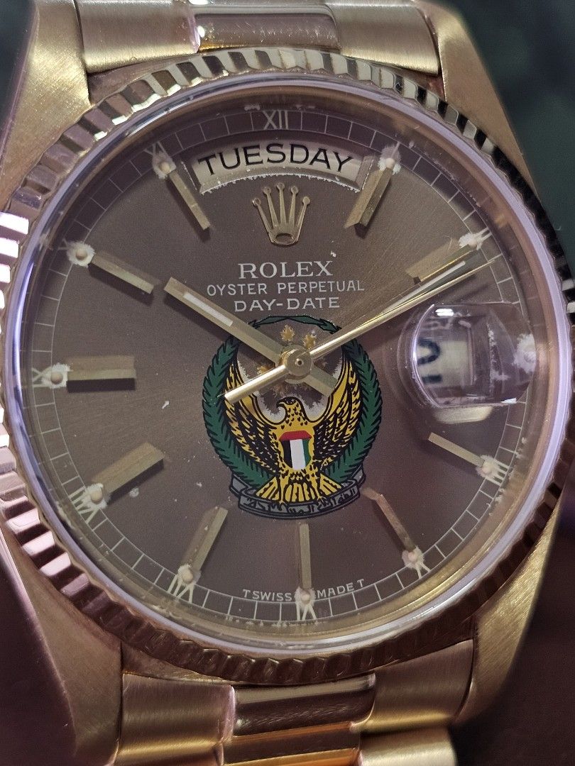 Rolex Day-Date 18038 Quraishi Hawk UAE Box and Papers, Luxury, Watches ...