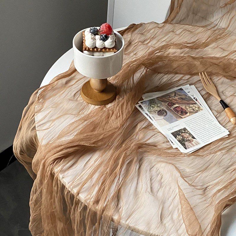 Rustic Mesh Table Runner - Coffee Brown, Furniture & Home Living, Home ...