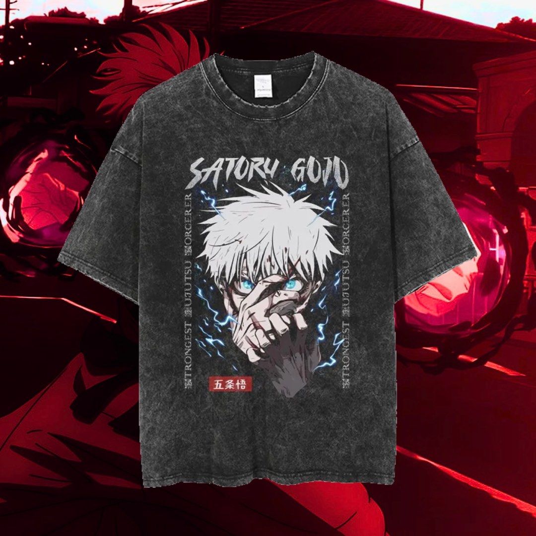 SATORU GOJO (Vintage Wash Tee) (Jujutsu Kaisen Anime Series), Men's ...