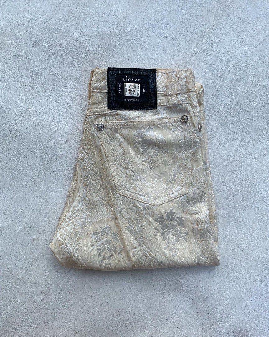 Sfarzo jeans couture pants, Fesyen Pria, Pakaian , Bawahan di Carousell