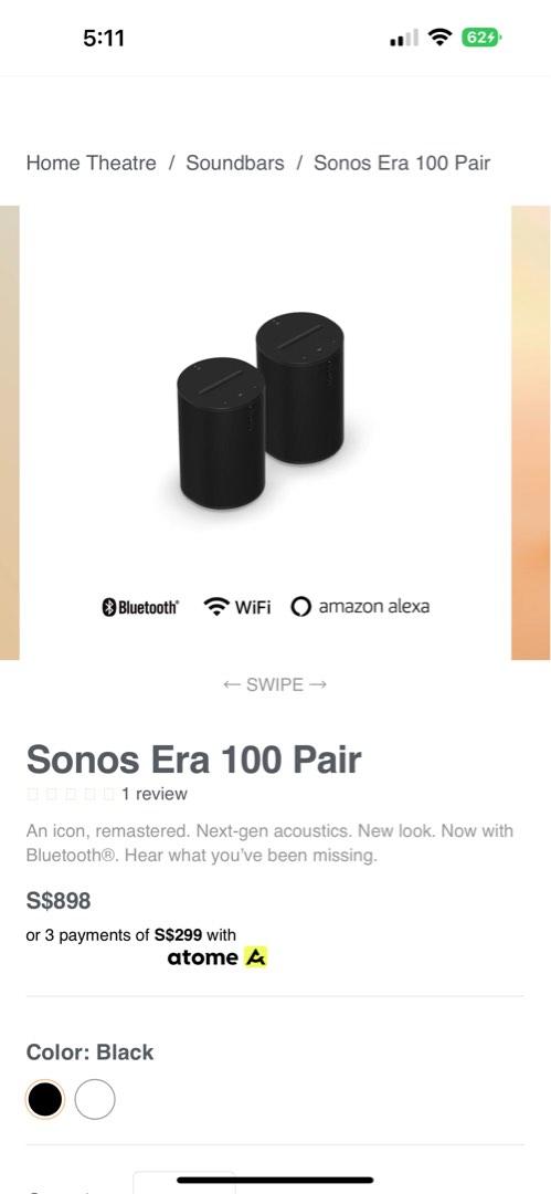 Sonos Era100, Audio, Soundbars, Speakers & Amplifiers on Carousell