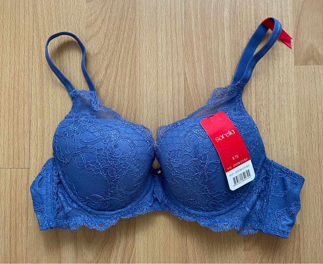 Sorella Blue Lace underwired Bra, 75B, Women's Fashion, New Undergarments & Loungewear on Carousell