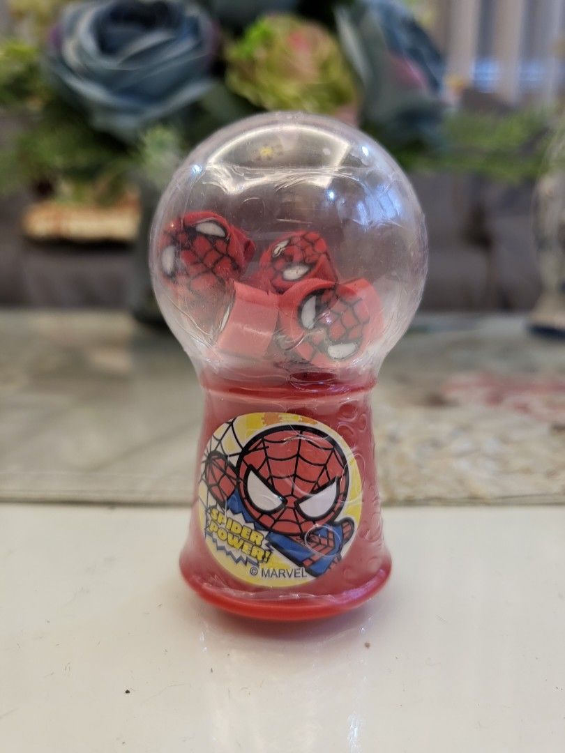 Spider-Man Eraser w/ Gumball Machine Case, Hobbies & Toys, Stationary ...