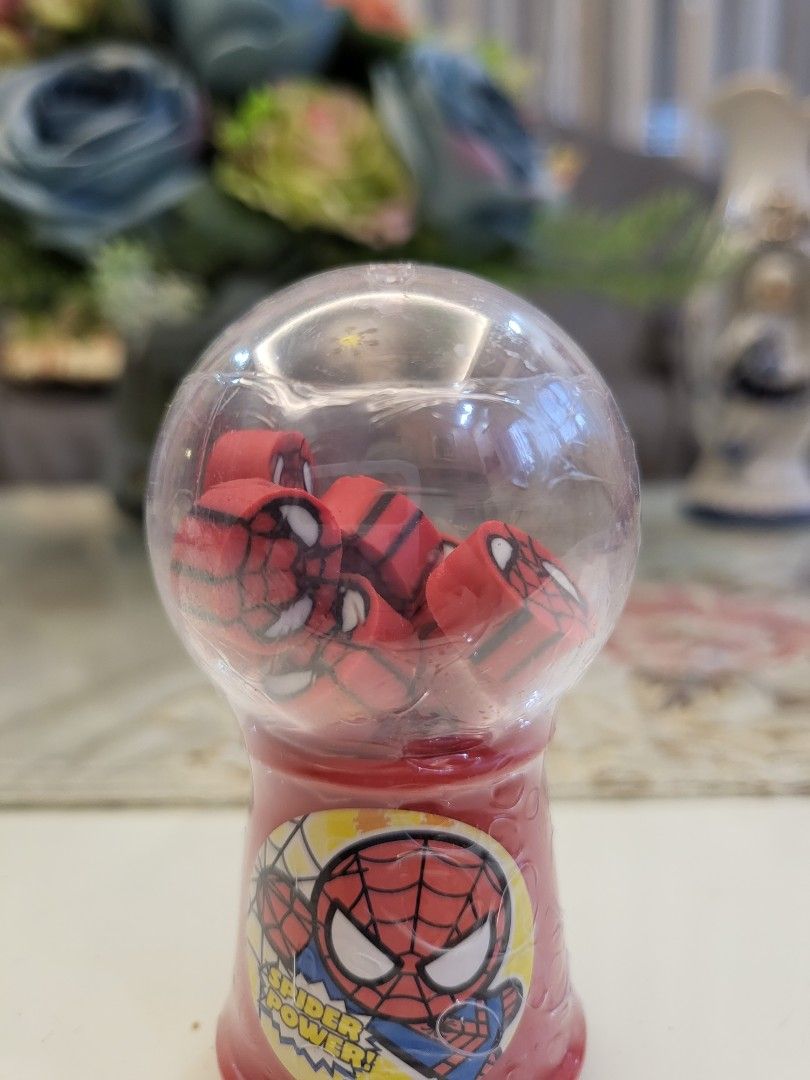 Spider-Man Eraser w/ Gumball Machine Case, Hobbies & Toys, Stationary ...