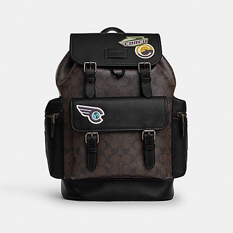 Coach Sprint Backpack In Signature Canvas With Travel Patches, Men's ...