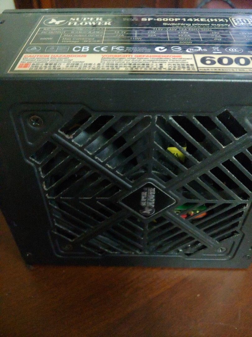 Super Flower Golden Green 600w 80 plus gold rated semi modular psu model SF-600P14XE(HX ...