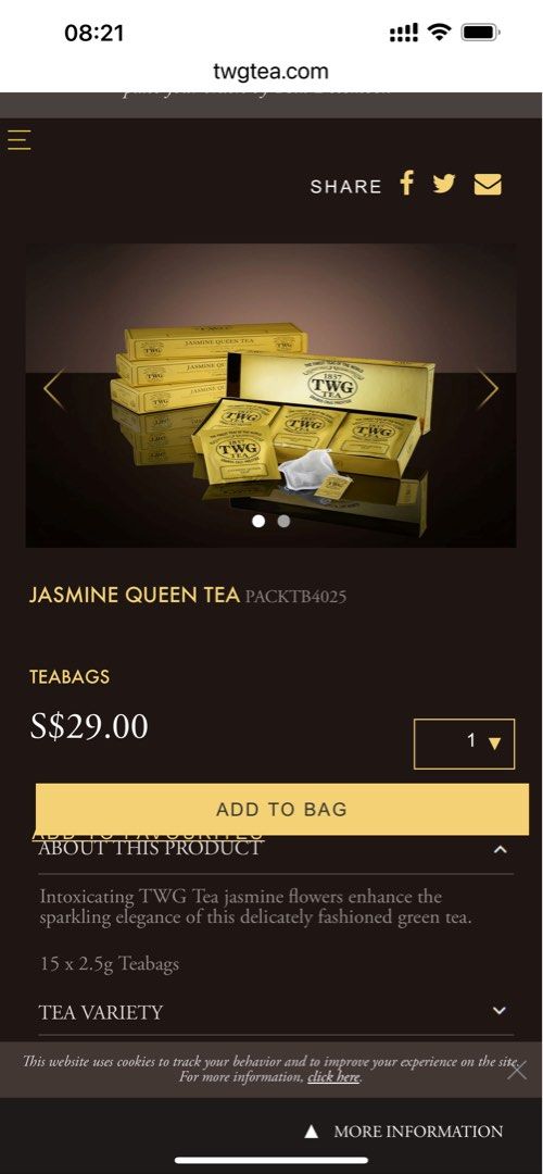 TWG queen jasmine 23 per box, Food & Drinks, Other Food & Drinks on Carousell
