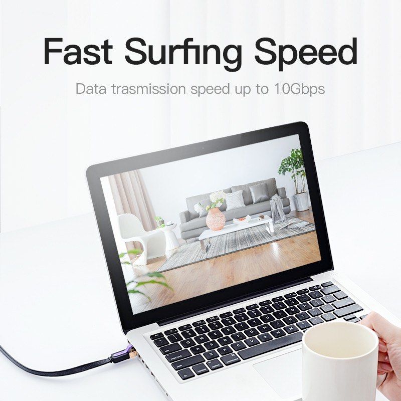 10 Meter Vention Cat7 Flat Ethernet Cable RJ45 Wire Lan cable 10Gbps ...