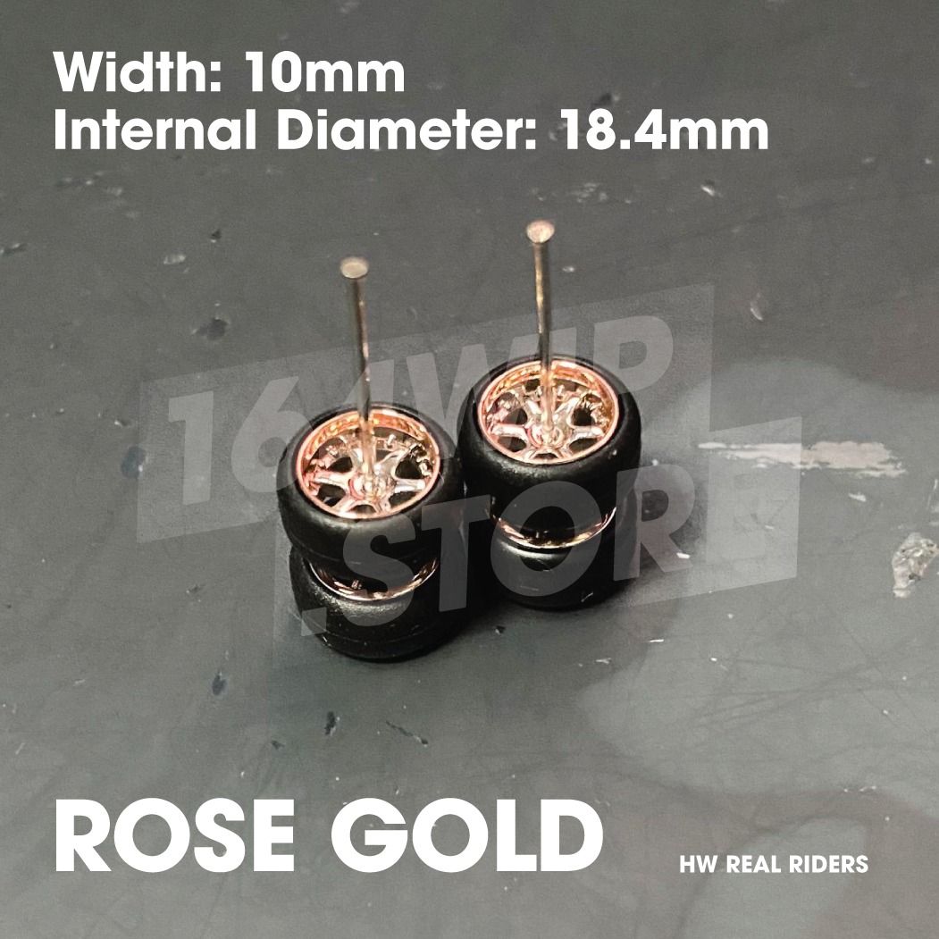 1:64 Hot Wheels Real Riders Samad Wheels 10mm 6 Spoke JDM Rose Gold ...