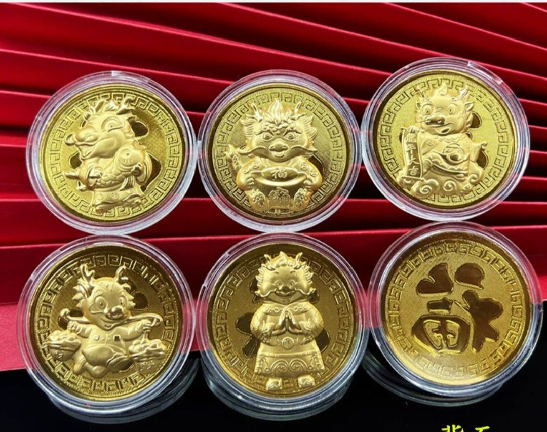 2024 CNY Dragon Year Gold Coin Red Packet, Hobbies & Toys, Stationery ...