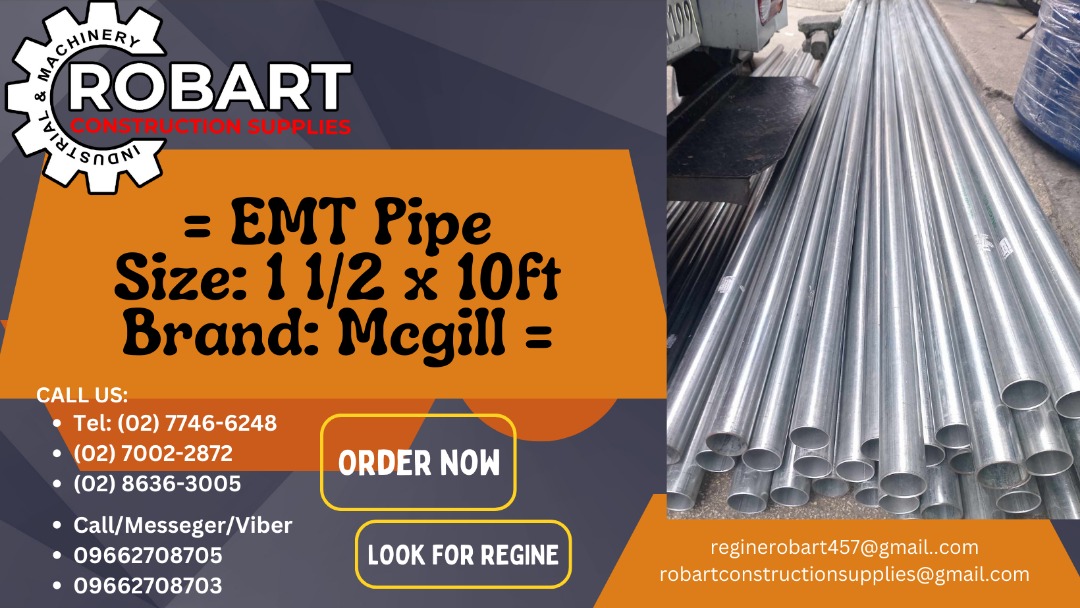 = EMT Pipe Size: 1 1/2 x 10ft Brand: Mcgill =, Commercial & Industrial ...