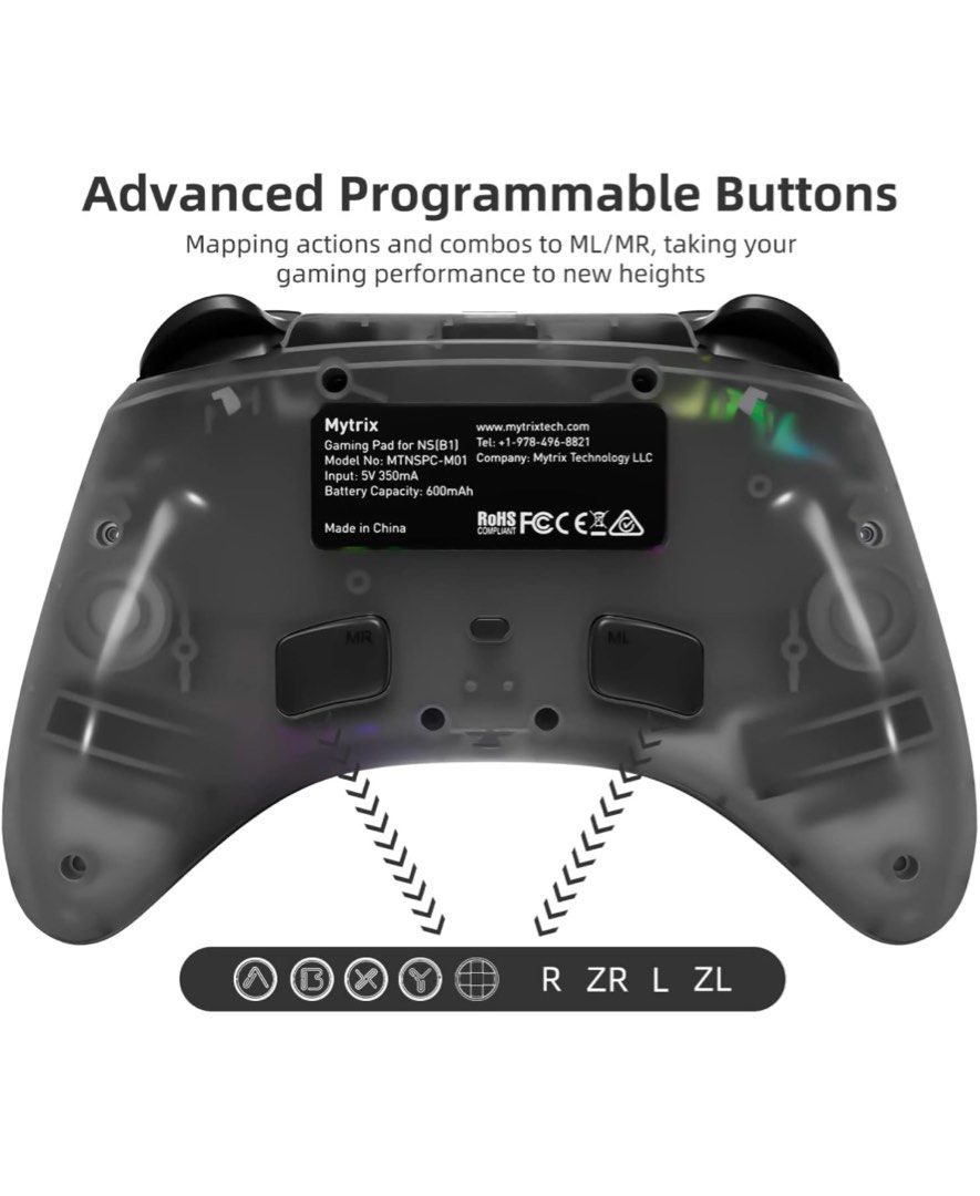 Black Wireless Bluetooth Pro Controller Compatible with iOS/Android ...