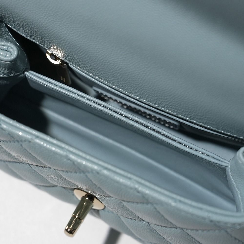 Chanel Mini Coco Handle in Baby Blue and Gold Hardware Caviar Leather ...