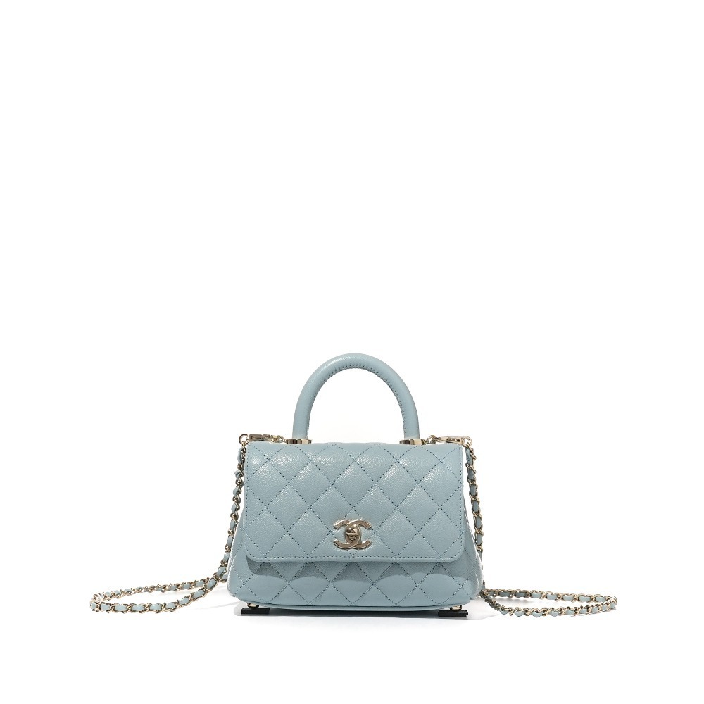 Chanel Mini Coco Handle in Baby Blue and Gold Hardware Caviar Leather ...