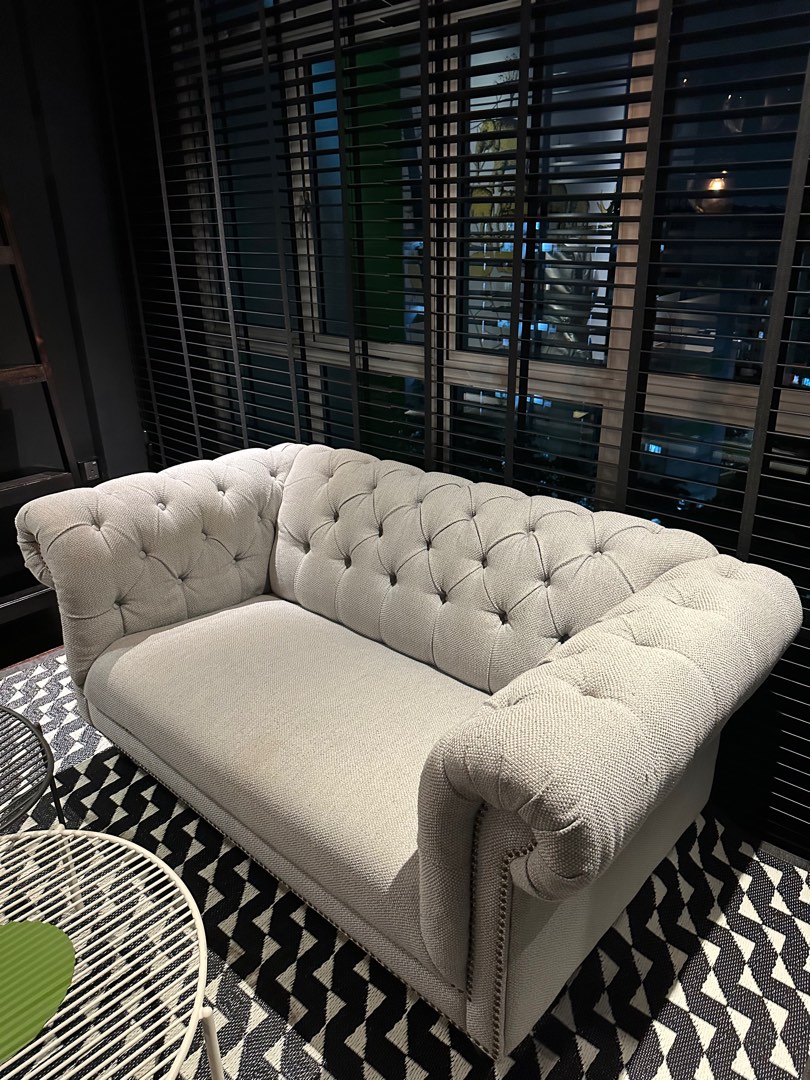 Chesterfield sofa (grey fabric), Furniture & Home Living, Furniture ...