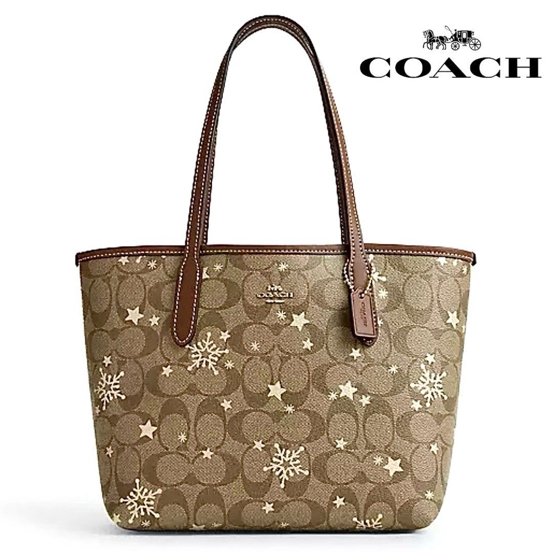 Coach Mini City Tote In Signature Canvas With Star And Snowflake Print ...