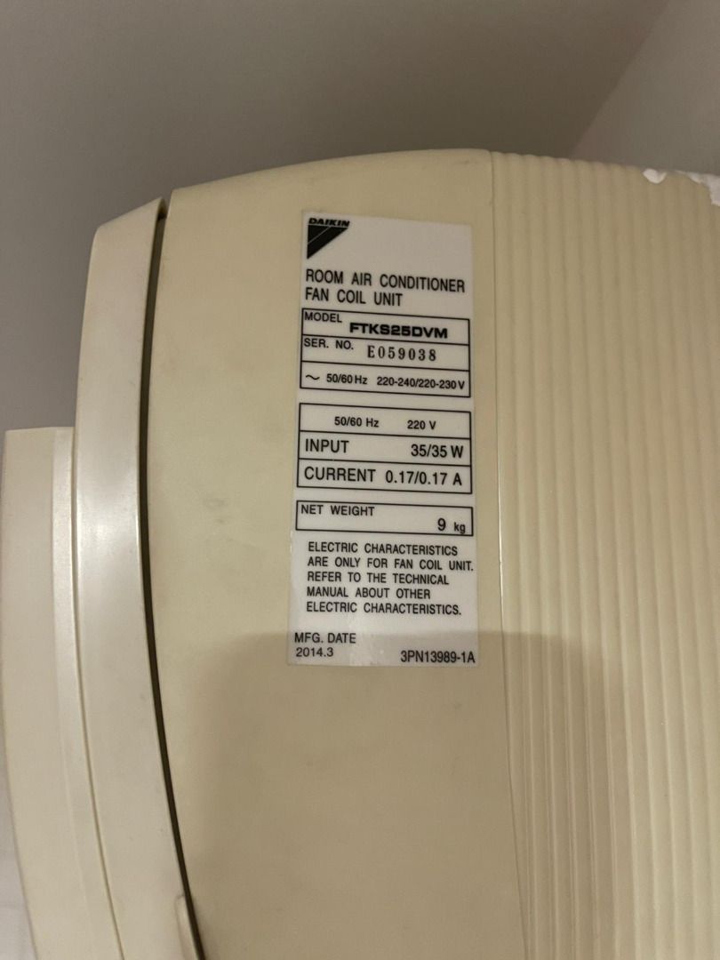 Daikin Inverter Fan Coil Unit (9000 / 12000 BTU), TV & Home Appliances ...