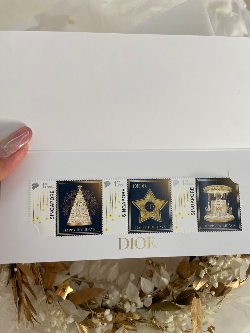 Dior Christmas wreath and postage stamps, Luxury, Accessories on Carousell