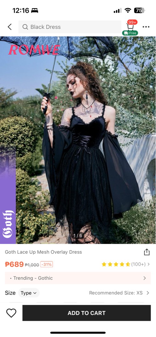 Goth Lace Up Mesh Overlay Dress, Women's Fashion, Dresses & Sets ...