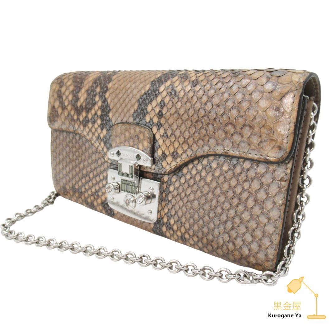GUCCI Python long wallet chain wallet, Luxury, Bags & Wallets on Carousell