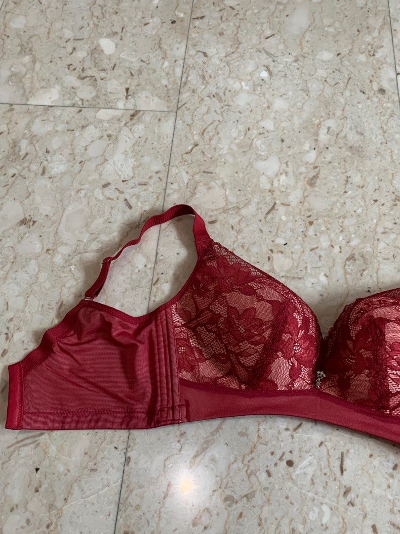 Free shipping! Japan premier wacoal beautiful cherry wine red lace bra ...