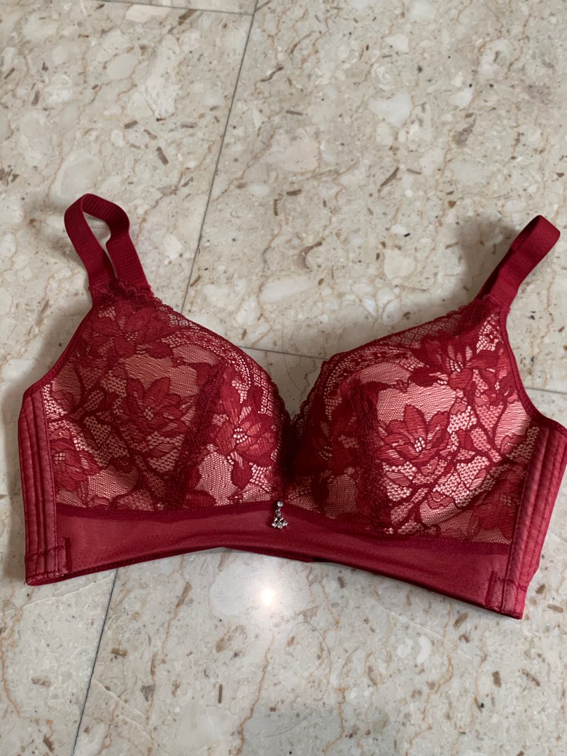 Free shipping! Japan premier wacoal beautiful cherry wine red lace bra ...
