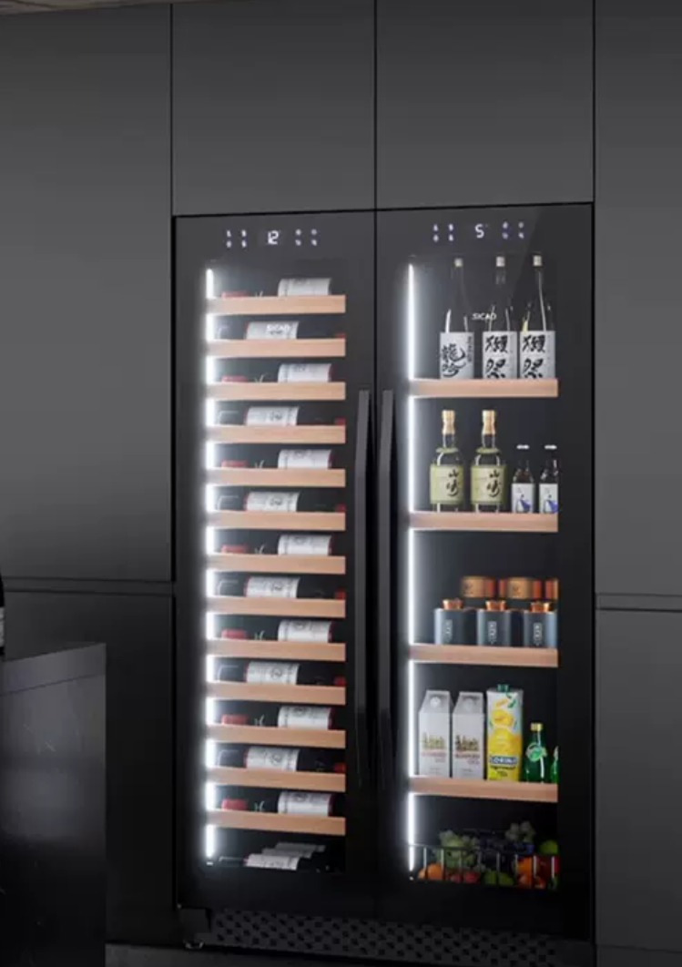 JC-500B Wine Cabinet: Elevate Your Living Space with an Ultra-Thin Ice Bar Double Door ...