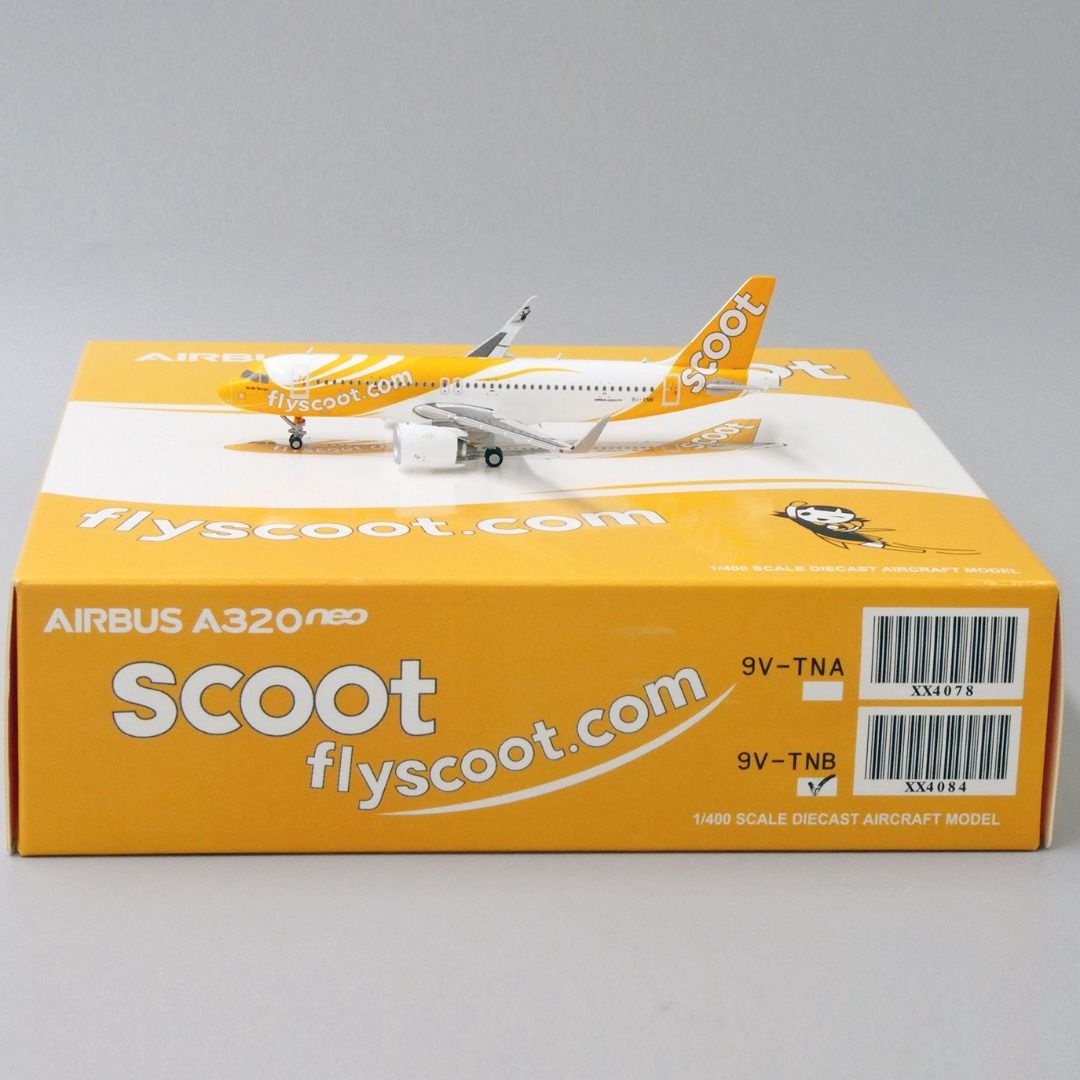 JC WINGS FLYSCOOT SINGAPORE SCOOT AIRBUS A320NEO 9V-TNB 1:400 DIE-CAST ...