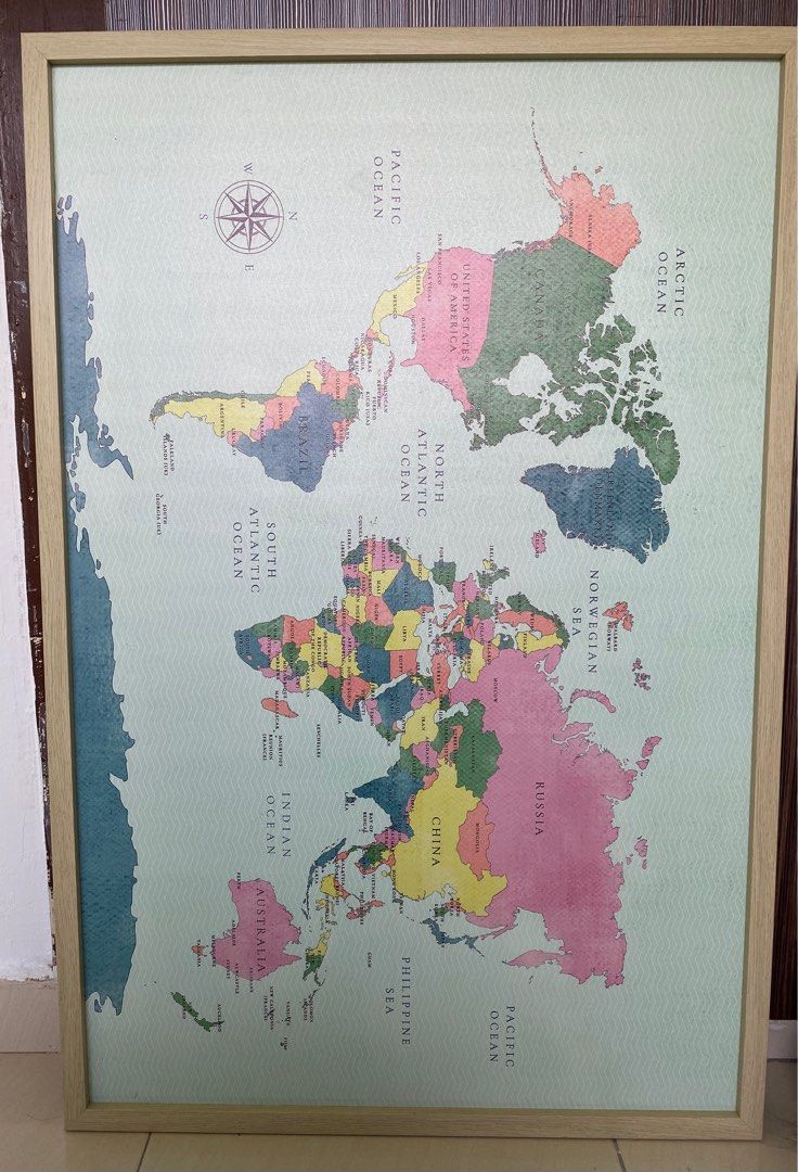 Kaison World Map Frame H60*92Wcm (read details), Furniture & Home ...