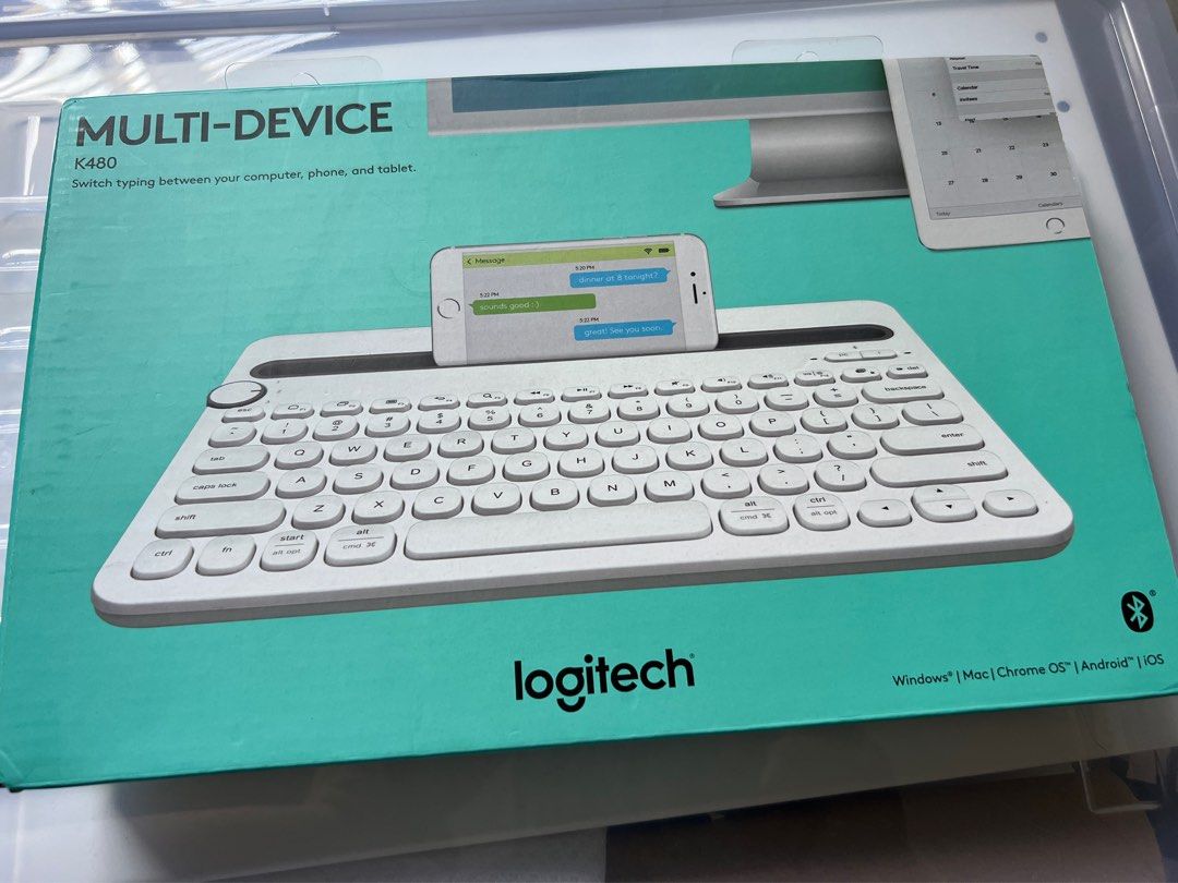 Logitech K480 Built In Phone Tablet Multi Device Wireless Bluetooth ...