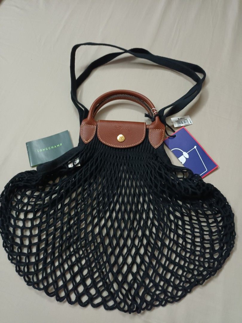 Longchamp Le Pliage Filet Mesh Bag L ( Black ), Luxury, Bags & Wallets ...
