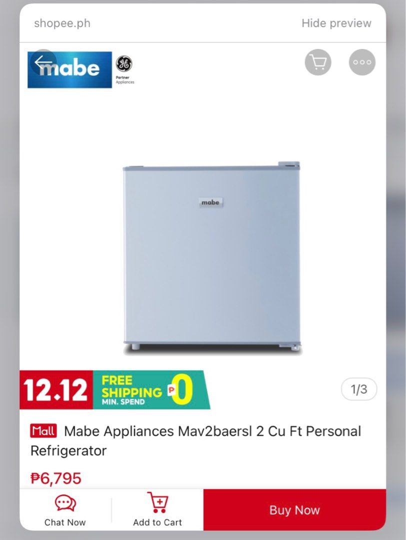 Mabe Personal Refrigerator (Brand New), TV & Home Appliances, Kitchen ...