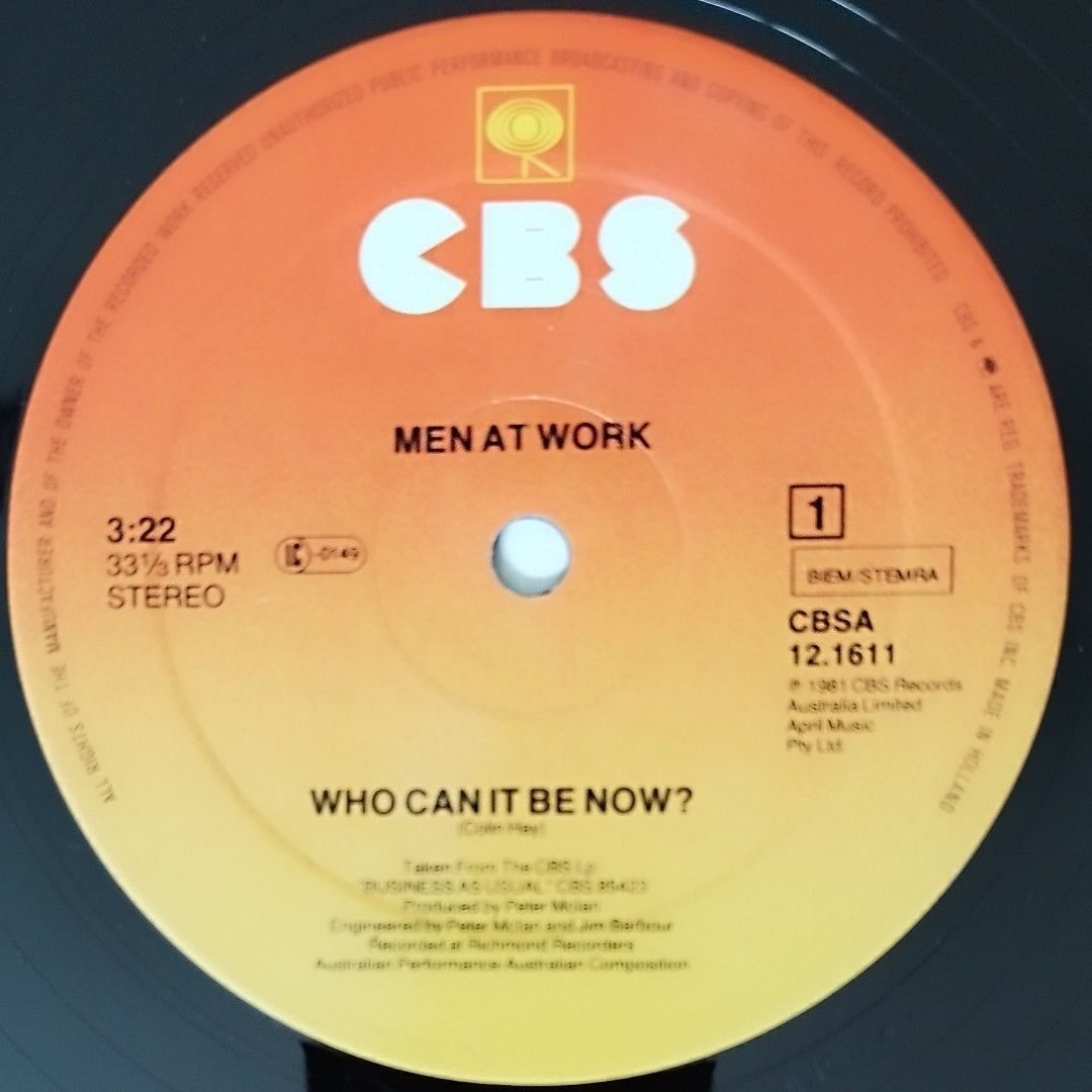MEN AT WORK - WHO CAN IT BE NOW 12" singles vinyl (pre-loved), Hobbies & Toys, Music & Media ...