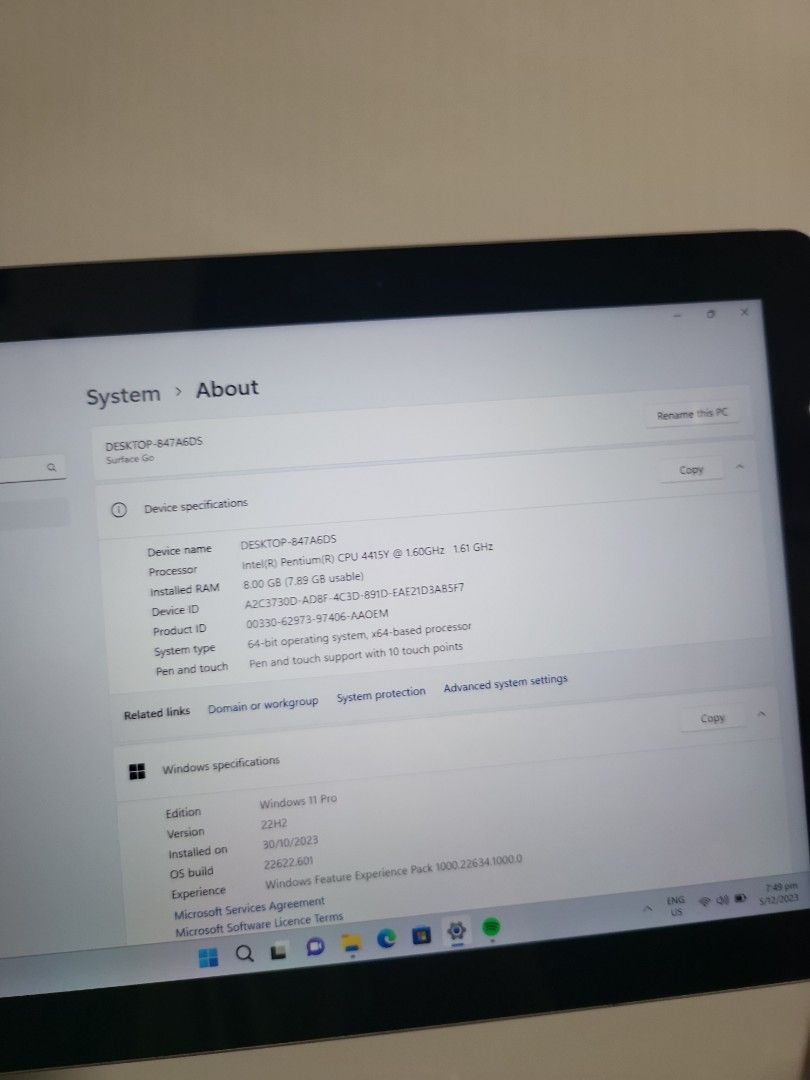 Microsoft Surface Go (1st Gen) - 8gb RAM, 128GB storage, Non-LTE ...